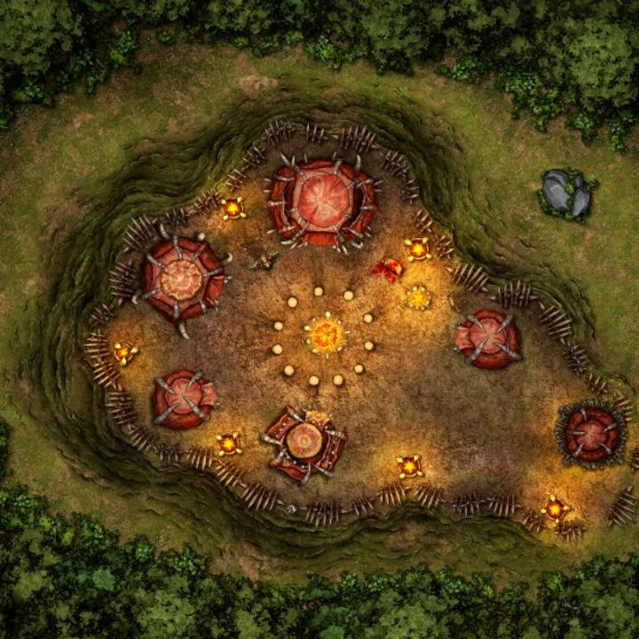 3D Printable Orc Camp Map by Rhasmus Battlemaps